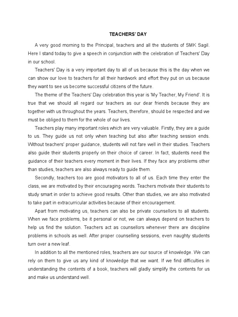 Teachers Day | PDF | Teachers | Cognition