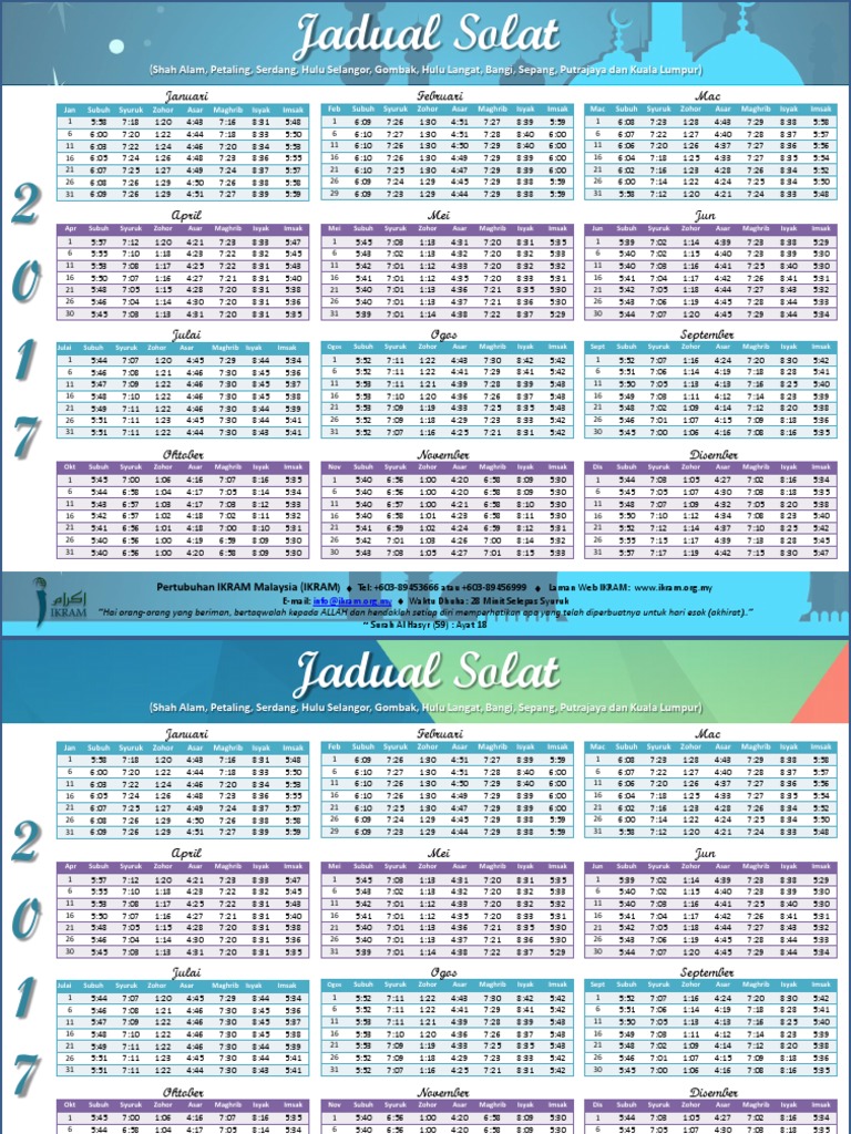 Jadual Solat 2017 | PDF