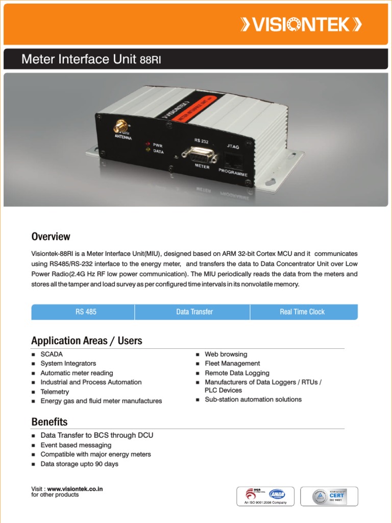 88ri-Meter Interface Unit Brochure | PDF | Manufactured Goods | Electronics