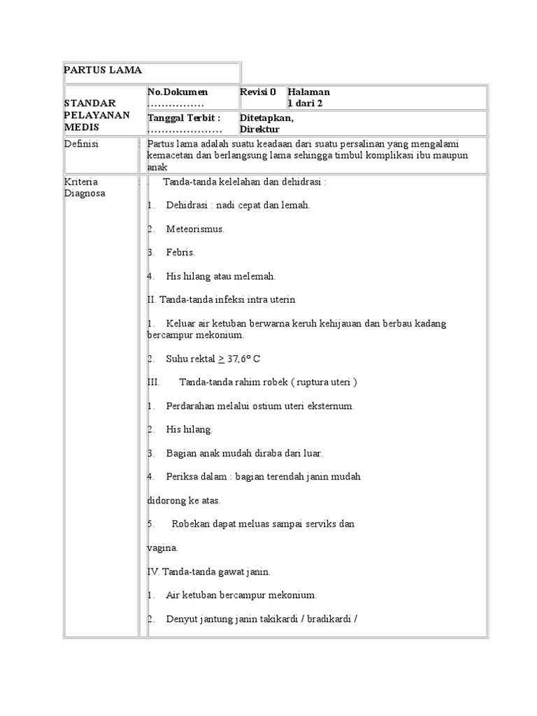 Sop Partus Lama | PDF