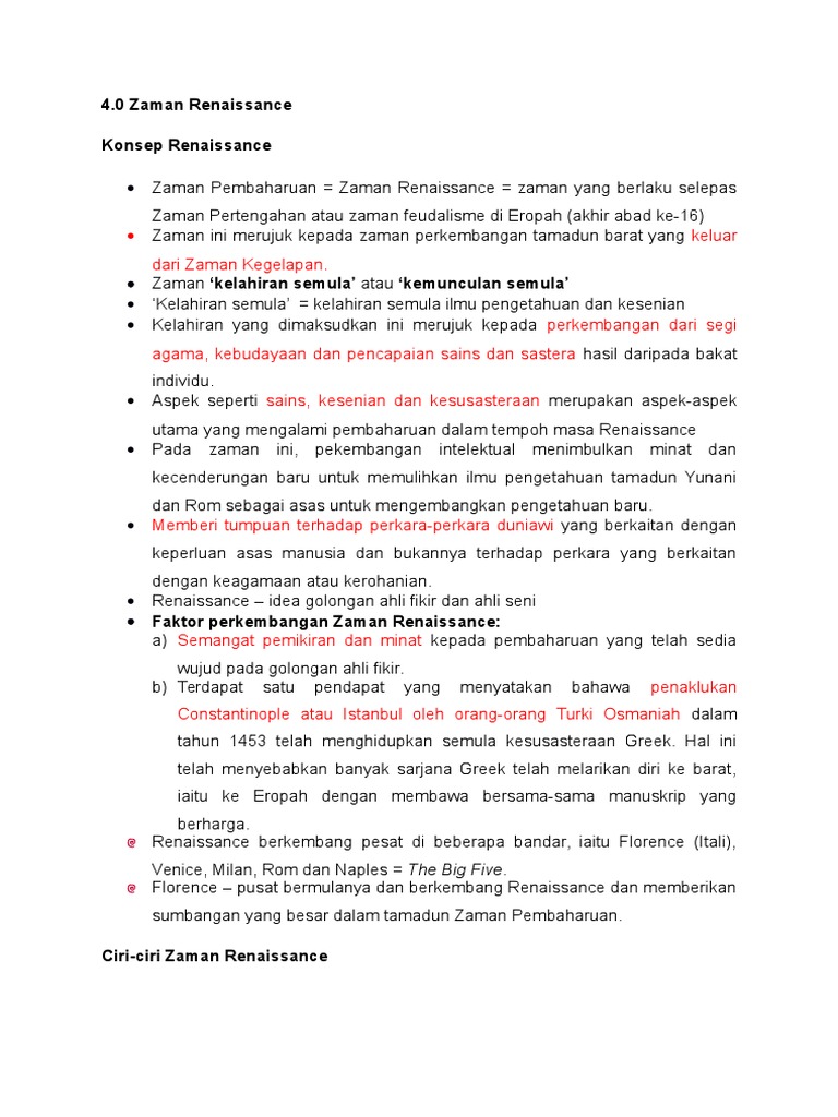 Zaman Renaissance | PDF