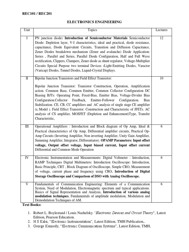 REC101 / REC201 Electronics Engineering | PDF