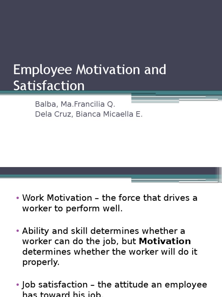 Employee Motivation and Satisfaction | Self Actualization | Motivation