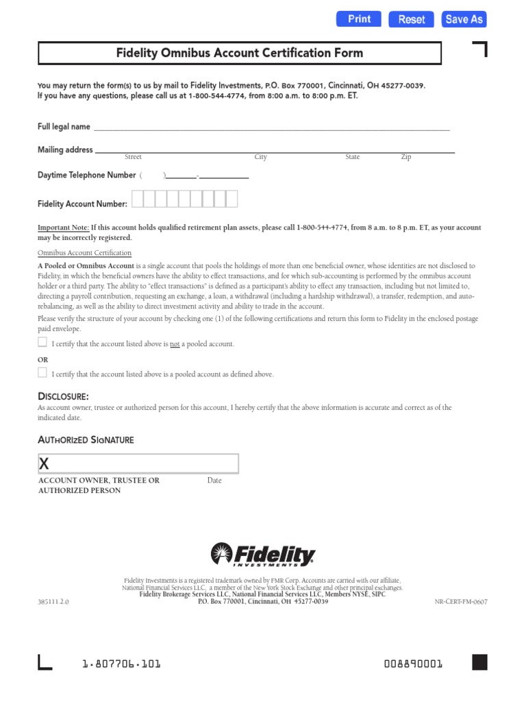 Omnibus Acct Certification | PDF | Service Industries | Financial Markets