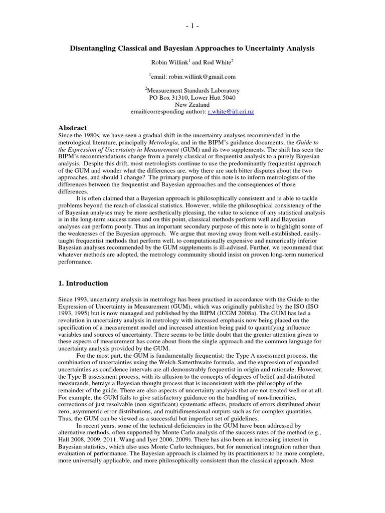Disentangling Classical and Bayesian Approaches To Uncertainty Analysis | PDF | Normal ...