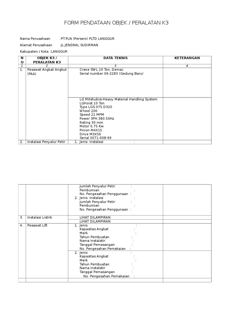 Form Pendataan Objek | PDF