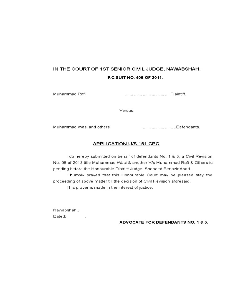 151 CPC | Lawsuit | Affidavit