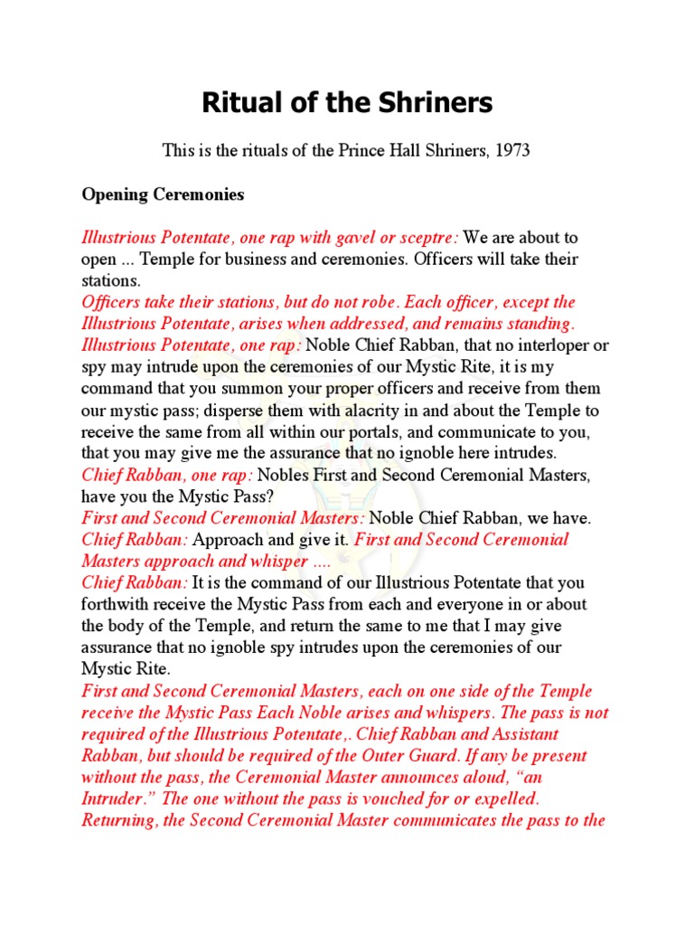 Ritual of The Shriners | PDF | Altar | Muhammad