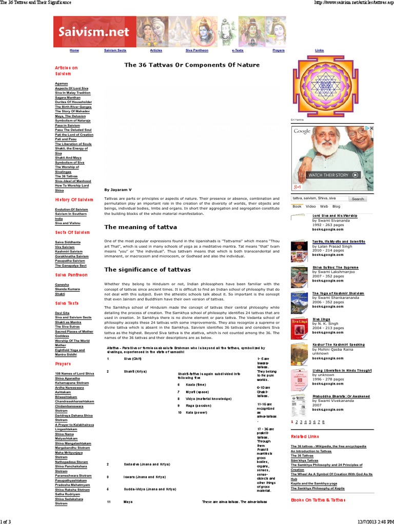 36 Tattvas and Their Significance | PDF | Shiva | Yoga