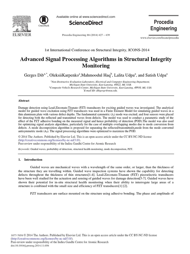 Advanced Signal Processing Algorithms in Structural Integrity ...