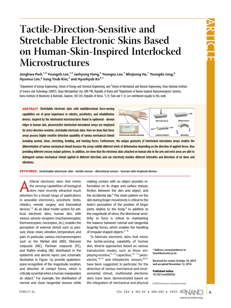 Stretchable and Directional Force Sensing Electronic Skin Inspired by ...