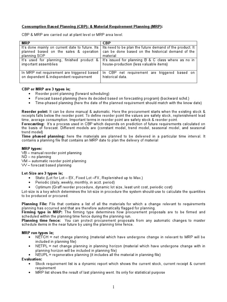 Sap MM - MRP - CBP | PDF | Forecasting | Industries