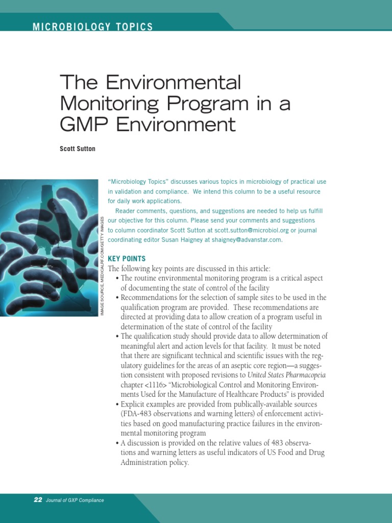 The Environmental Monitoring Program in A GMP Environment: Microbiology ...