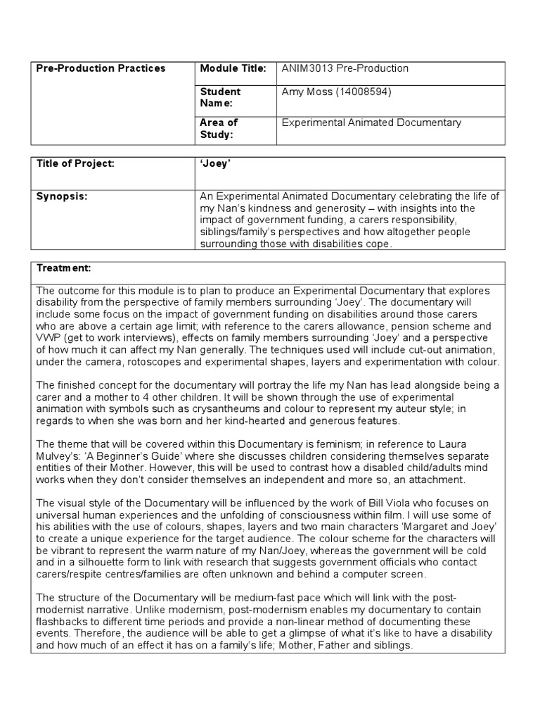 Pre-Production Proposal 3 | PDF