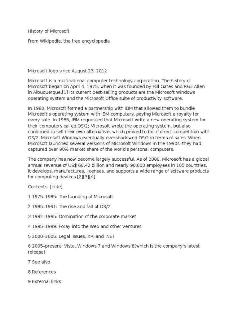 History of Microsoft | PDF | Microsoft | Microsoft Windows