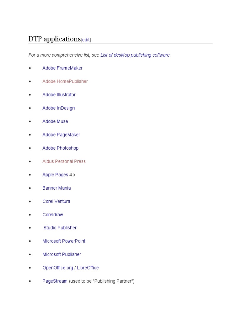 Types & Comparision of DTP | PDF | Adobe In Design | Adobe Systems