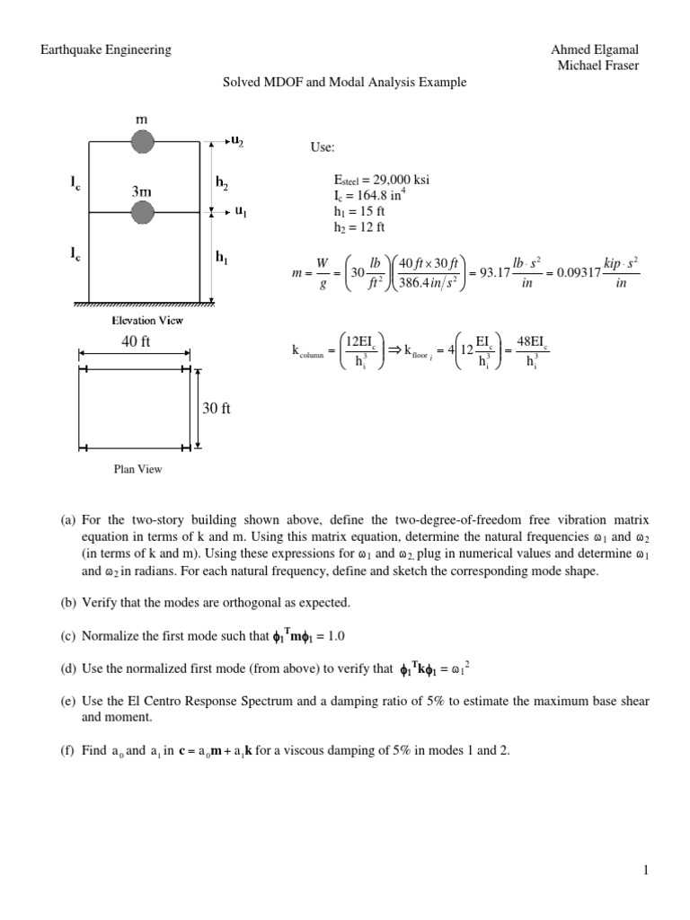 Solved MDOF Example PDF | PDF