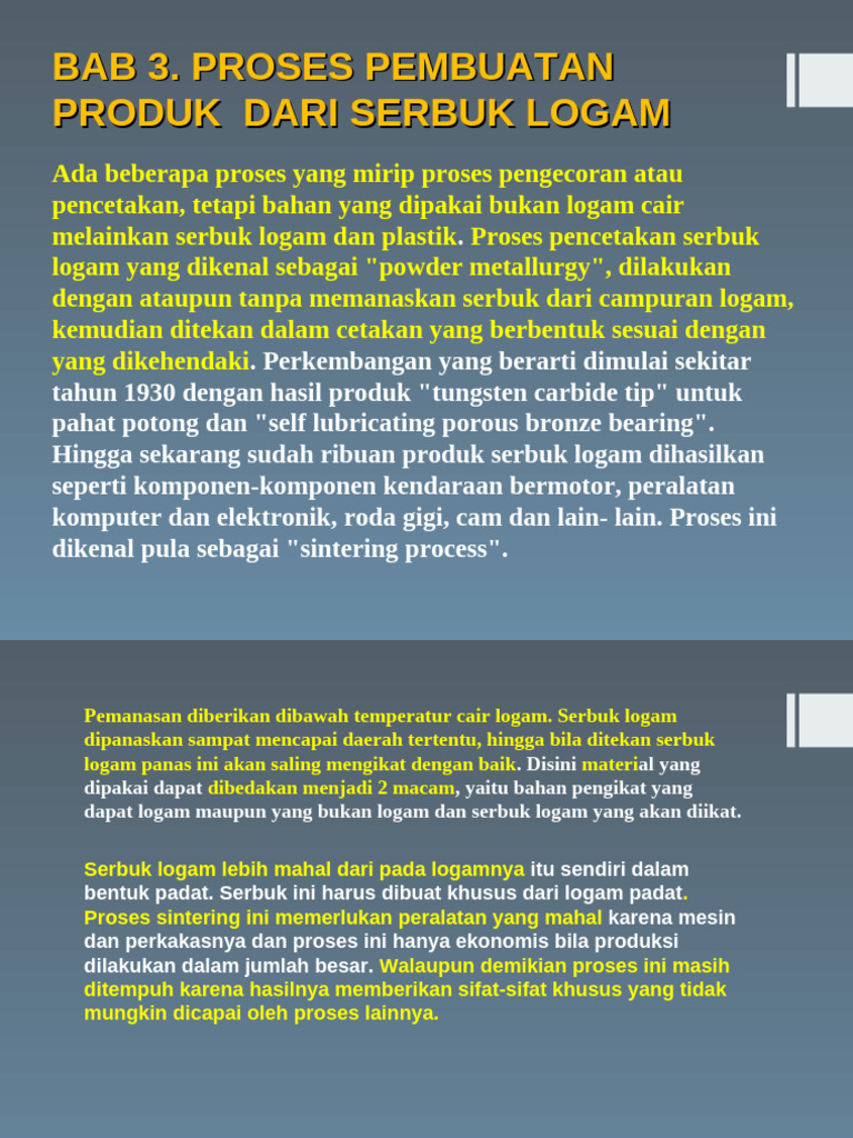 Proses Pembuatan Serbuk Logam | PDF