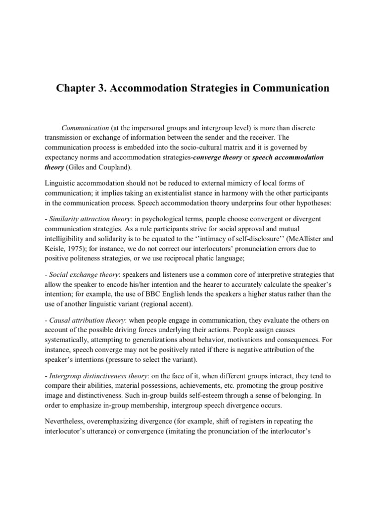 Chapter3.Accommodation Strategies in Communication | PDF | Behavioural ...
