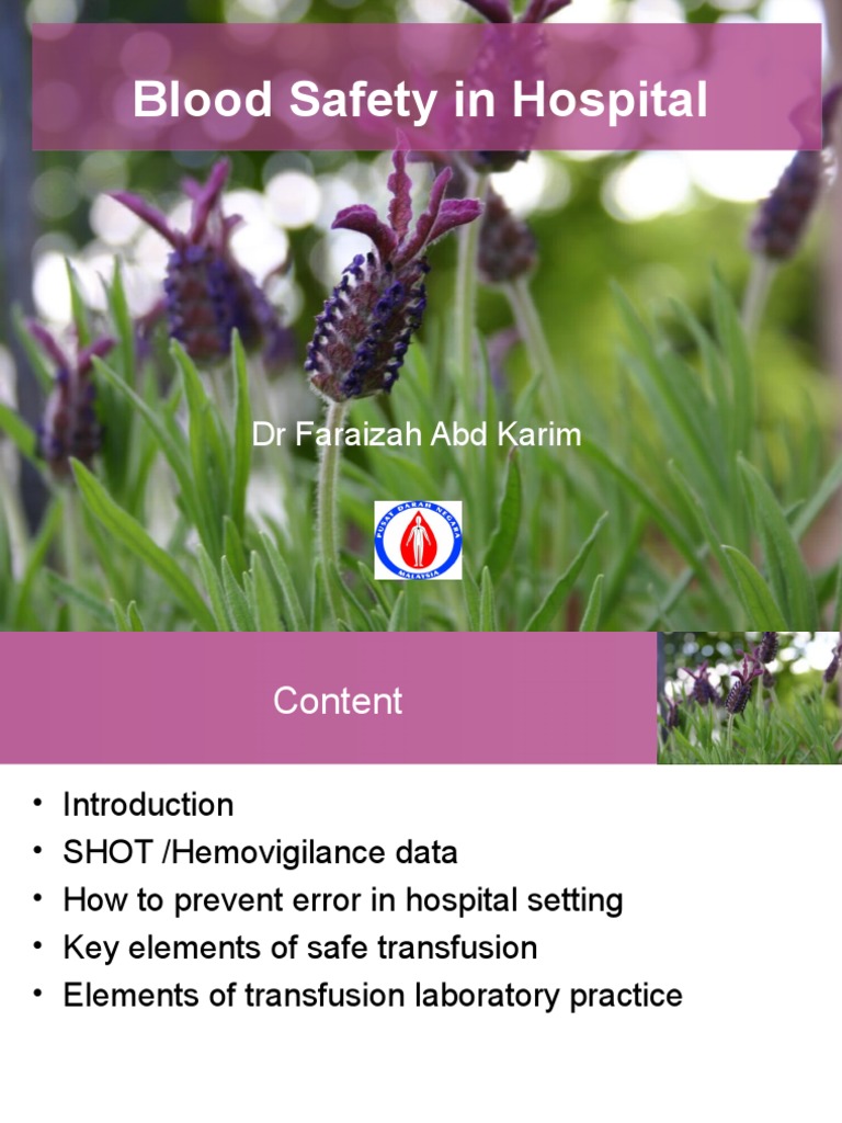 Blood Safety in Hospital: DR Faraizah Abd Karim | PDF | Blood ...