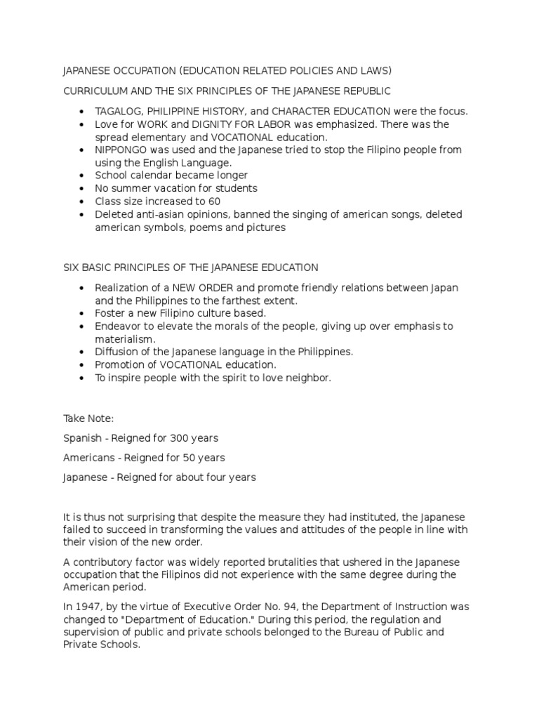 Japanese Occupation | PDF | Philippines | Further Education