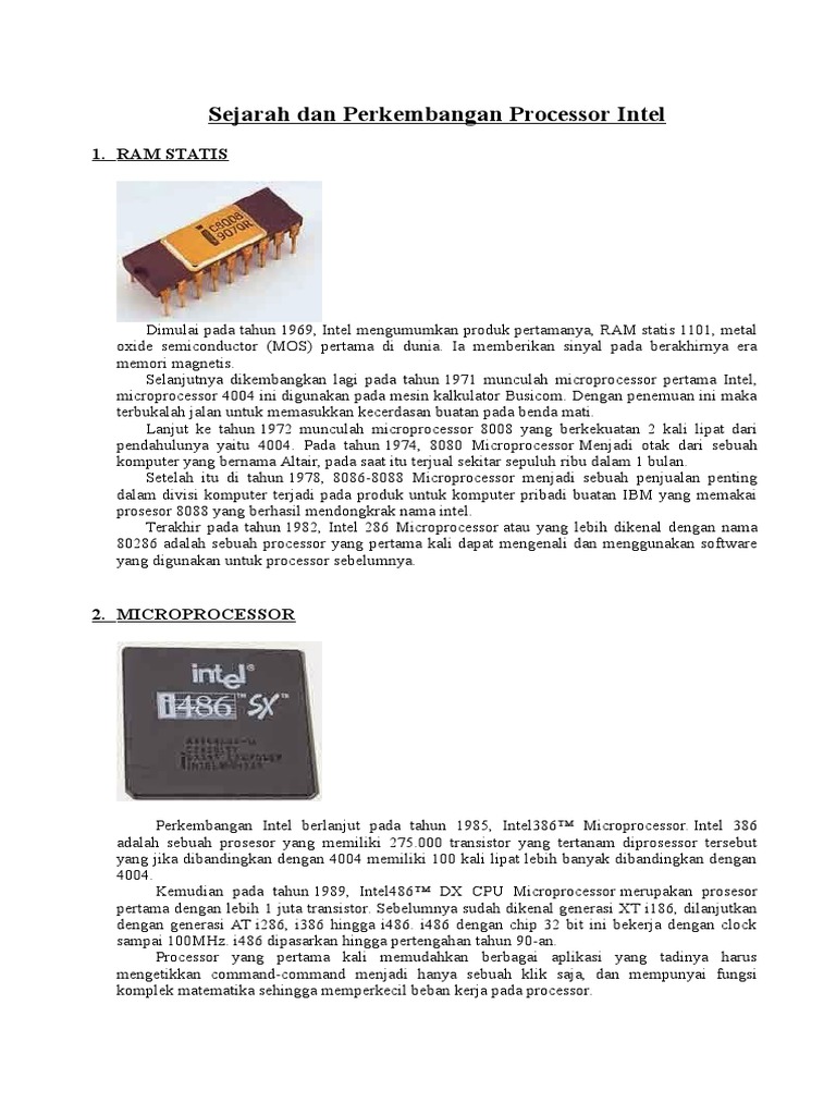 Sejarah Dan Perkembangan Processor Intel | PDF