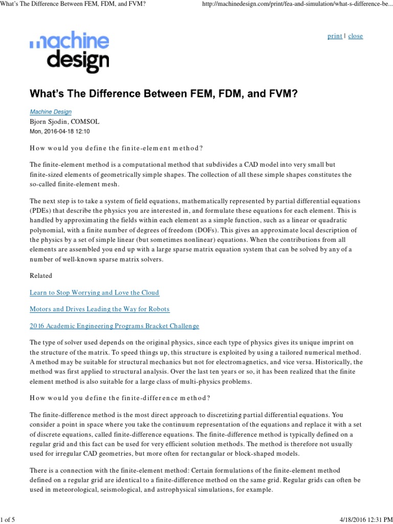 Difference Between FEM FDM and FVM | PDF | Finite Element Method | Computational Fluid Dynamics