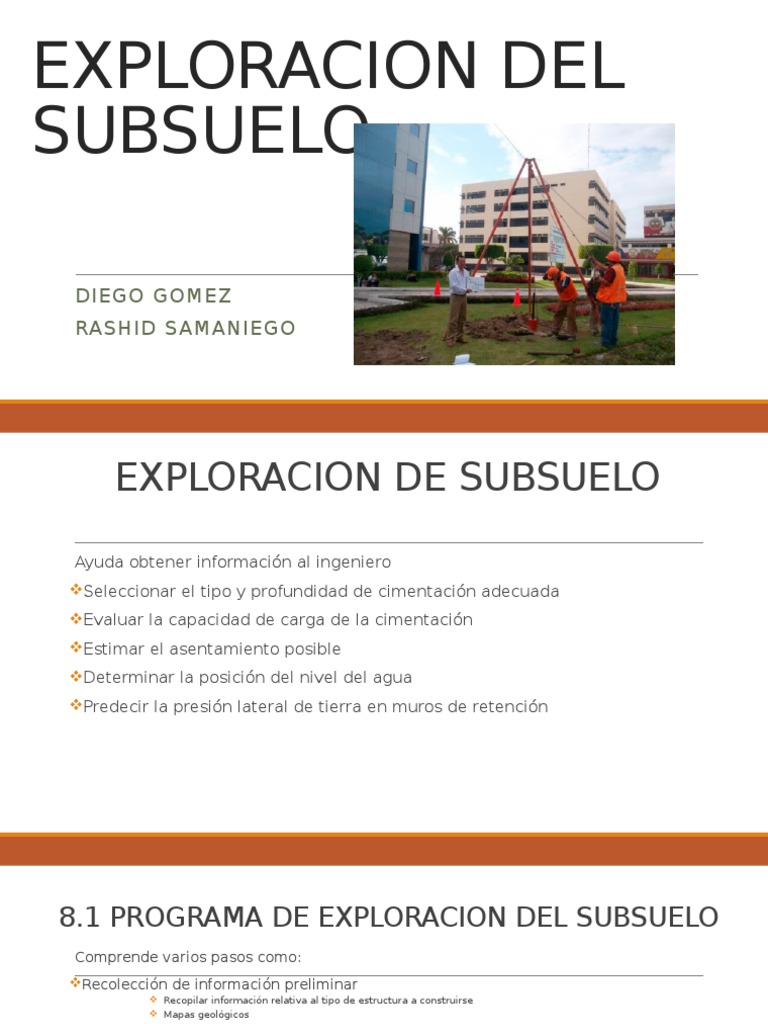 Exploracion Del Subsuelo (Todo El Capitulo 8) | PDF | Suelo | Fundación ...
