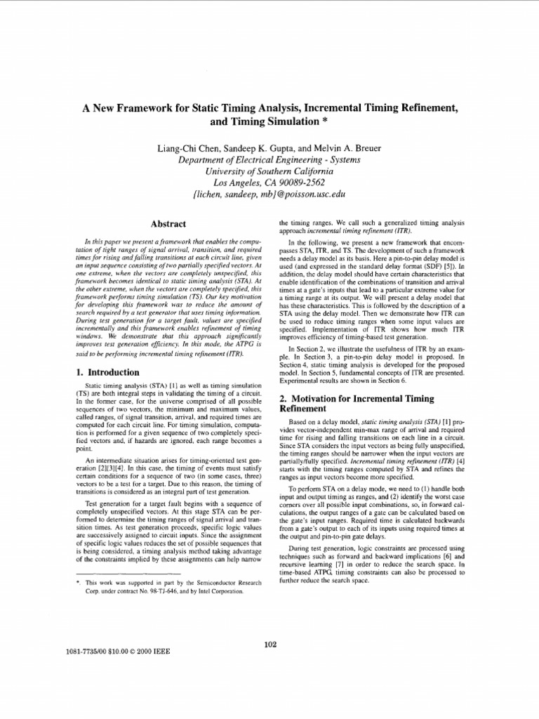 New Framework Enables Static Timing Analysis, Incremental Refinement ...