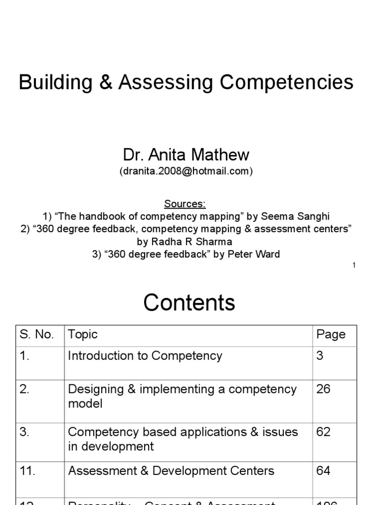 Building & Assessing Competencies: Dr. Anita Mathew | PDF | Competence (Human Resources ...