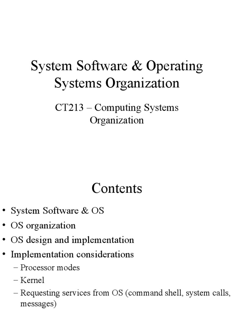 System Software & Operating Systems Organization | PDF | Kernel ...
