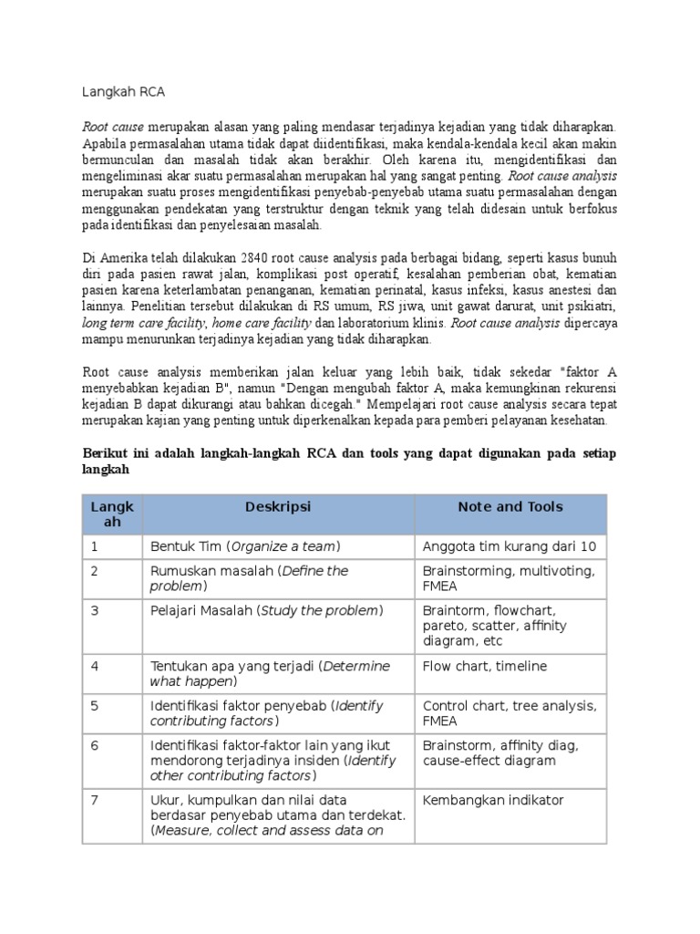 Langkah RCA | PDF