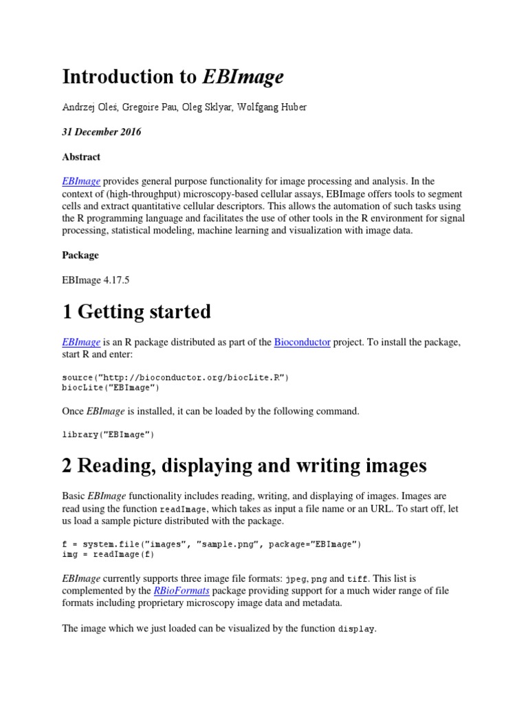 Introduction To EBImage | PDF | Rgb Color Model | Graphics