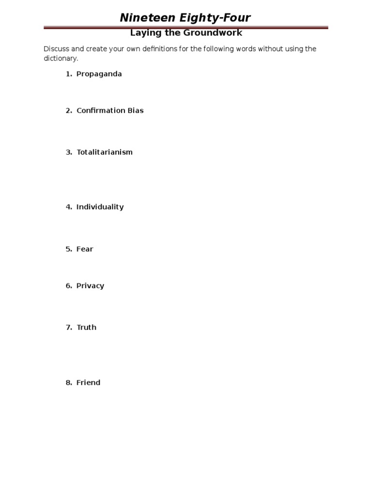 1984 Intro Activity | PDF | Social Science