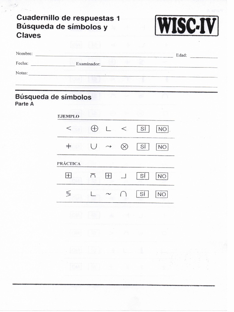 WISC IV - Busqueda Simbolos y Claves 6 y 7001 PDF | PDF