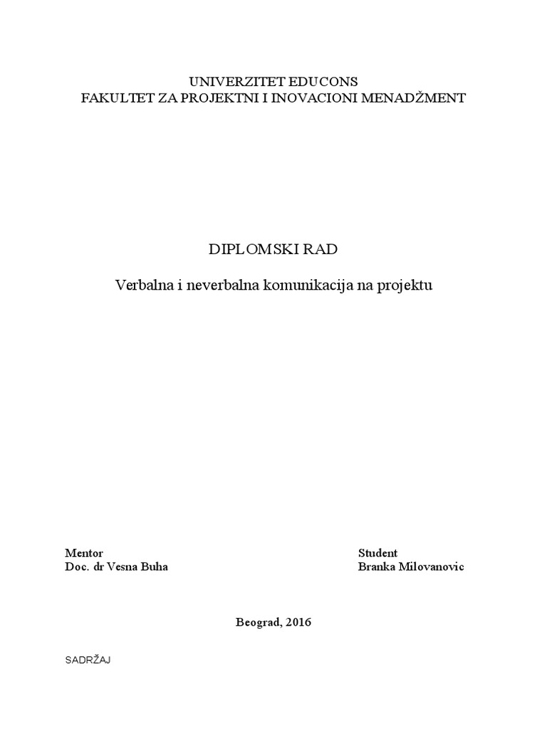Branka Milovanovic Diplomski Rad 3 | PDF