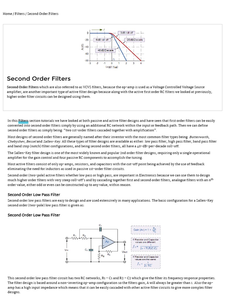 01 Second Order Filters _ Second Order Low Pass Filter | Low Pass ...