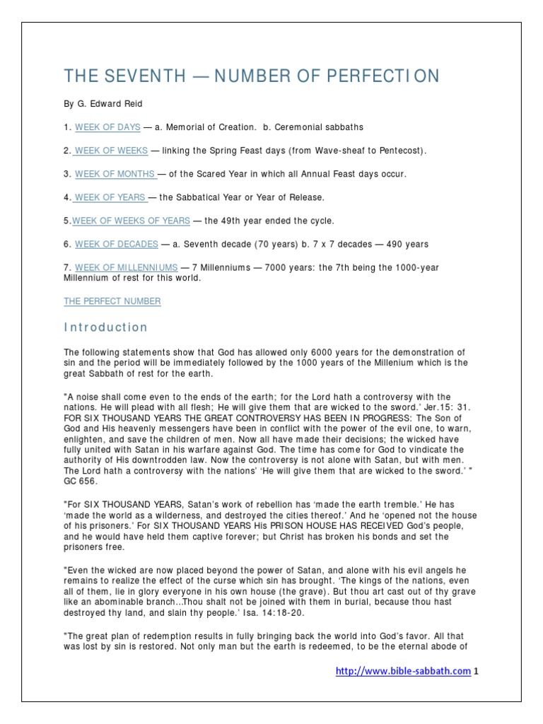 The Seventh - Number of Perfection | PDF | Genesis Creation Narrative ...