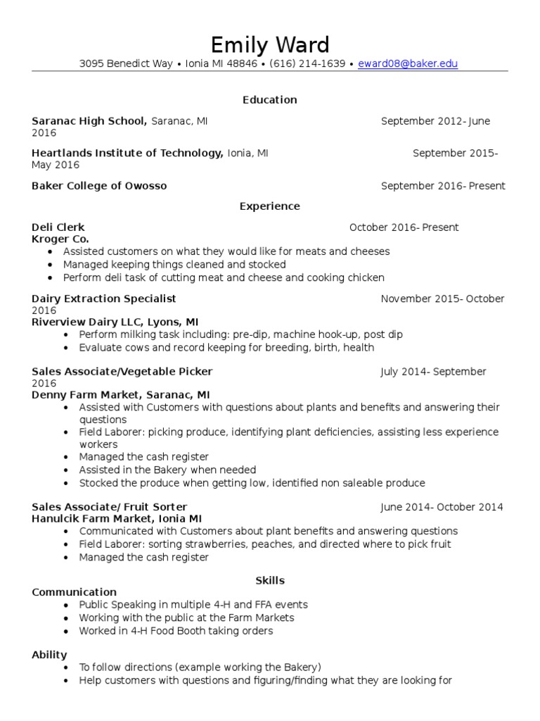 Emily Ward's Resume and Experience | PDF | Wellness