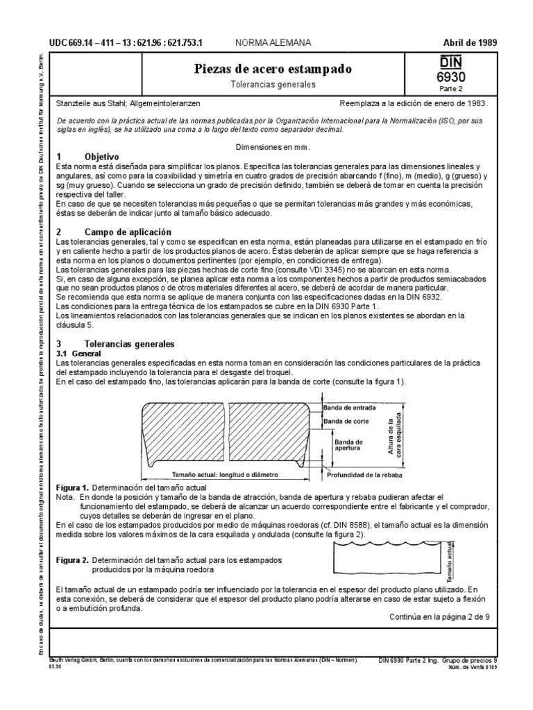 Norma DIN 6930 Tolerancias Doblado) | PDF | Tolerancia de ingeniería | Doblar