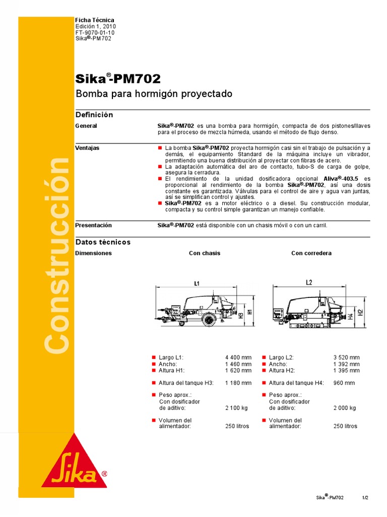 FT-9070-01-10 Sika PM 702 | PDF | Bomba | Science