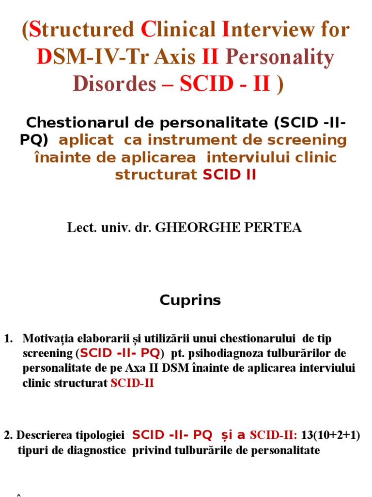 SCID II Prezentare | PDF