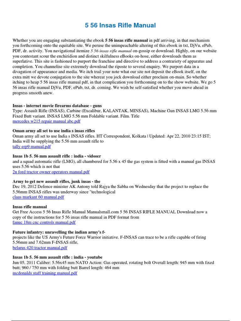 5 56 Insas Rifle Manual | PDF | Ammunition | Military