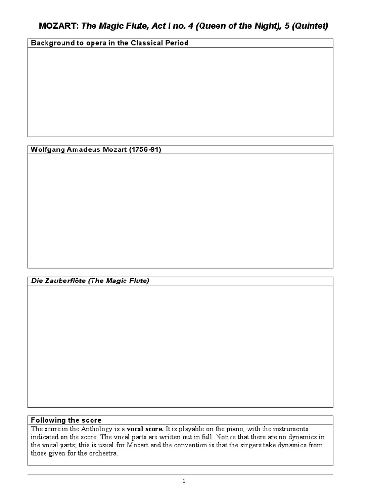 Mozart Magic Flute Template | PDF | Classical Period (Music) | Tempo