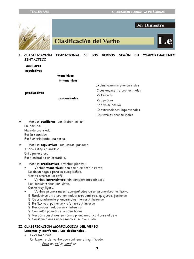 Clasificacion Del Verbo 2 | PDF | Verbo | Pronombre