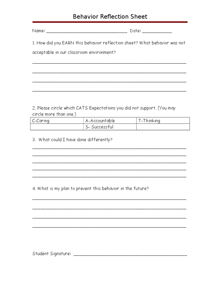 Behavior Reflection | PDF