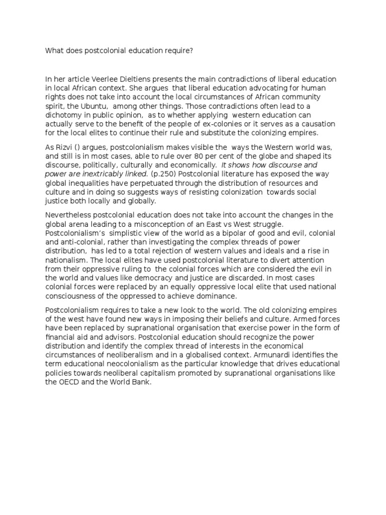 What Does Postcolonial Education Require Milestone5 | PDF ...