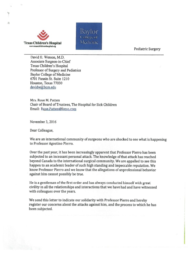 Pierro Letter | PDF | Pediatrics | Medicine