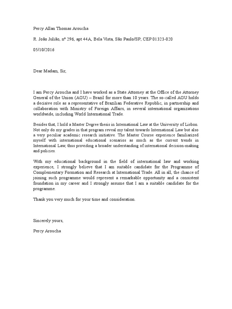 Motivation Letter | PDF