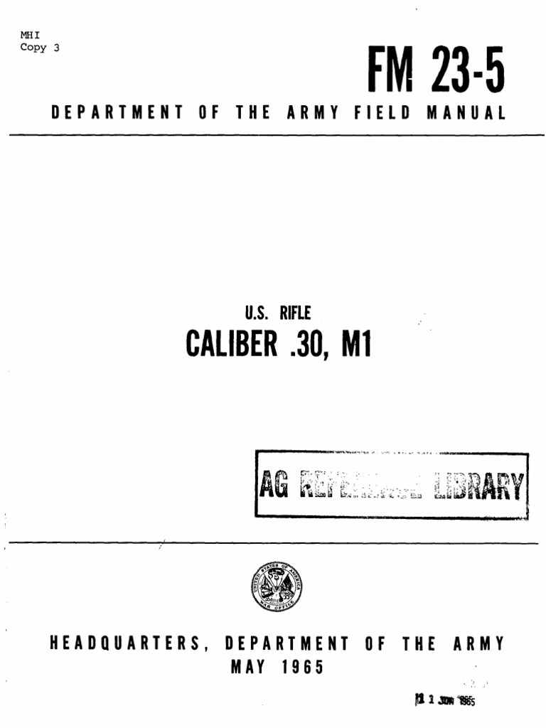 FM 23-5 - Rifle .30 M1 1965 x3 PDF | PDF | Cartridge (Firearms) | Rifle